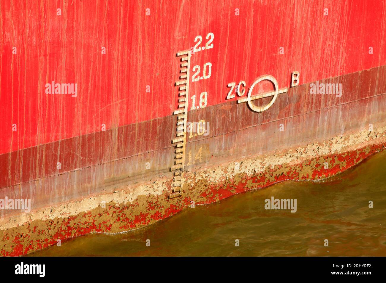 closeup of waterline marked on the ship Stock Photo - Alamy