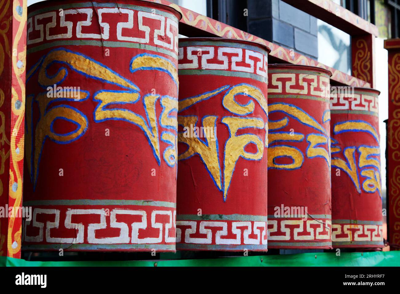 Tibetan rotatable cylindrical structure, closup of photo Stock Photo ...