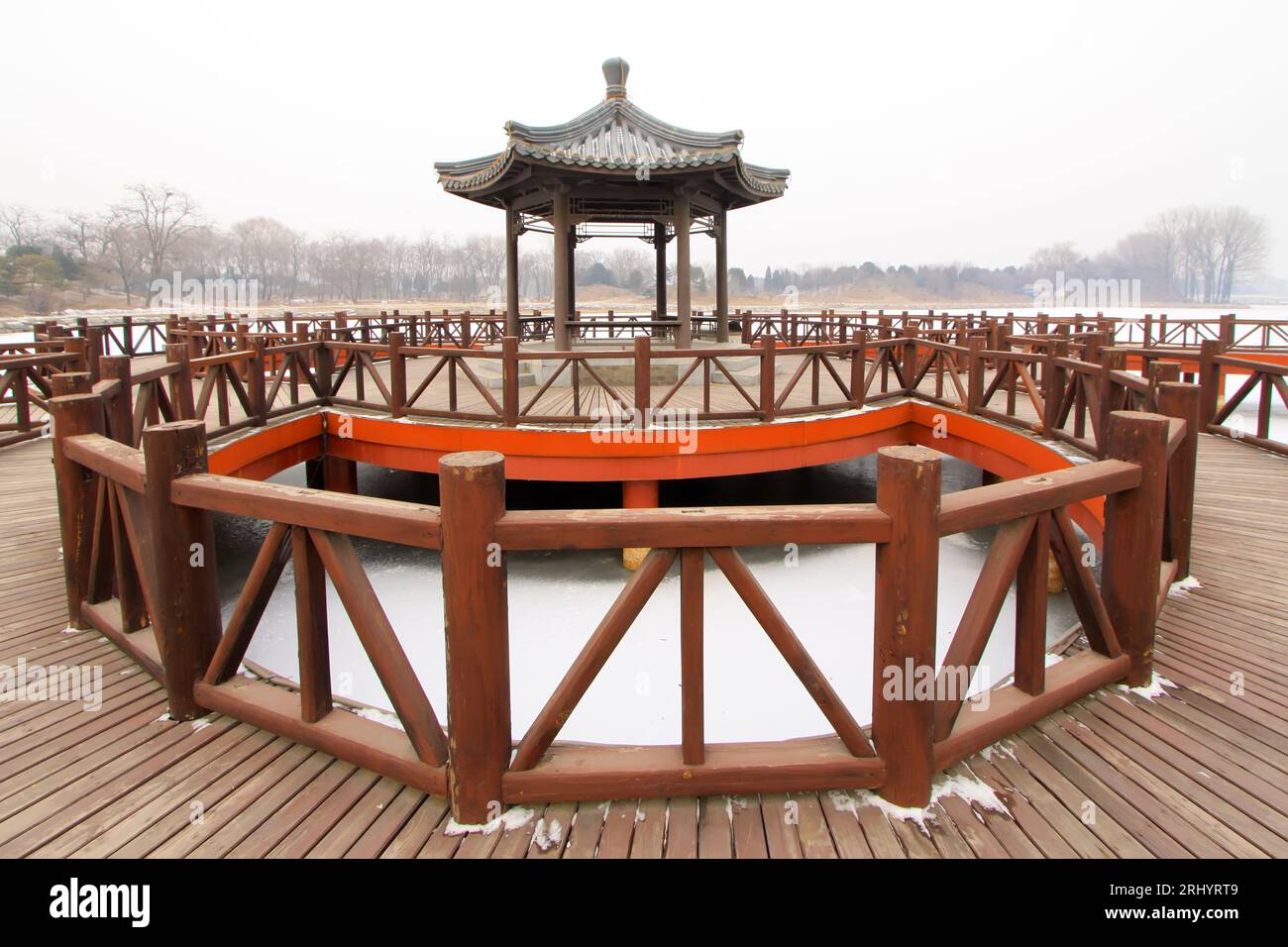 pavilion in a park, traditional Chinese architectural style in china ...