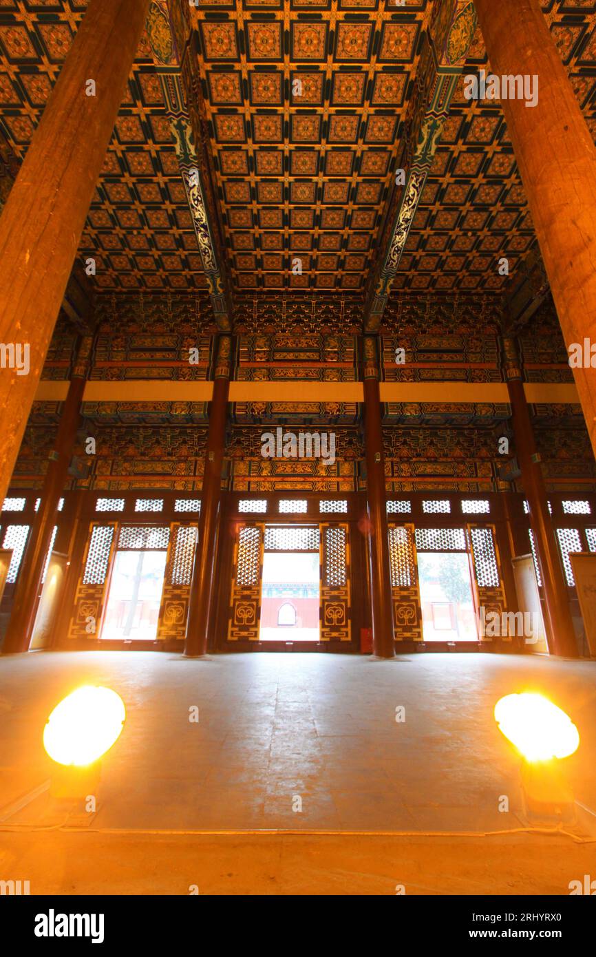 Chinese ancient temples interior architecture in Beijing Stock Photo ...