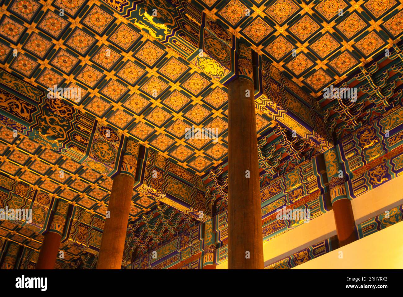 Chinese ancient temples interior architecture in Beijing Stock Photo ...
