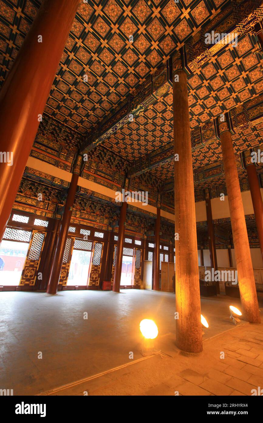 Chinese ancient temples interior architecture in Beijing Stock Photo ...