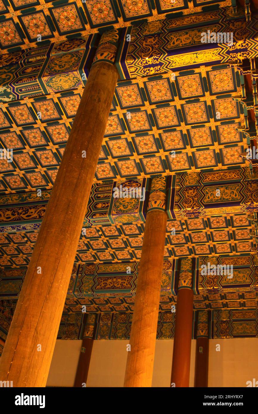 Chinese ancient temples interior architecture in Beijing Stock Photo ...