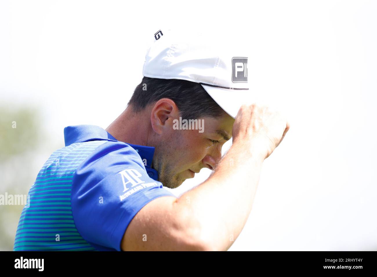 OLYMPIA FIELDS, IL - AUGUST 19: PGA golfer Viktor Hovland walks to the 9th hole during the third ...