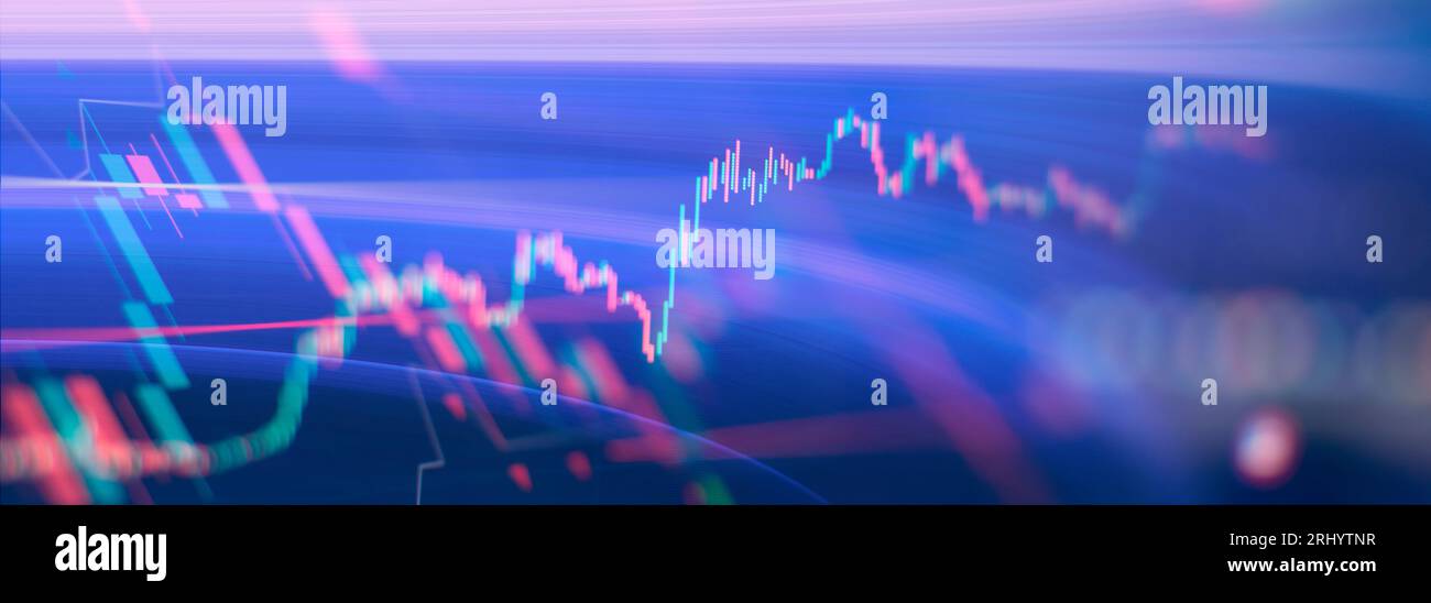 Abstract financial trading graphs on monitor. analysis on the monitor ...