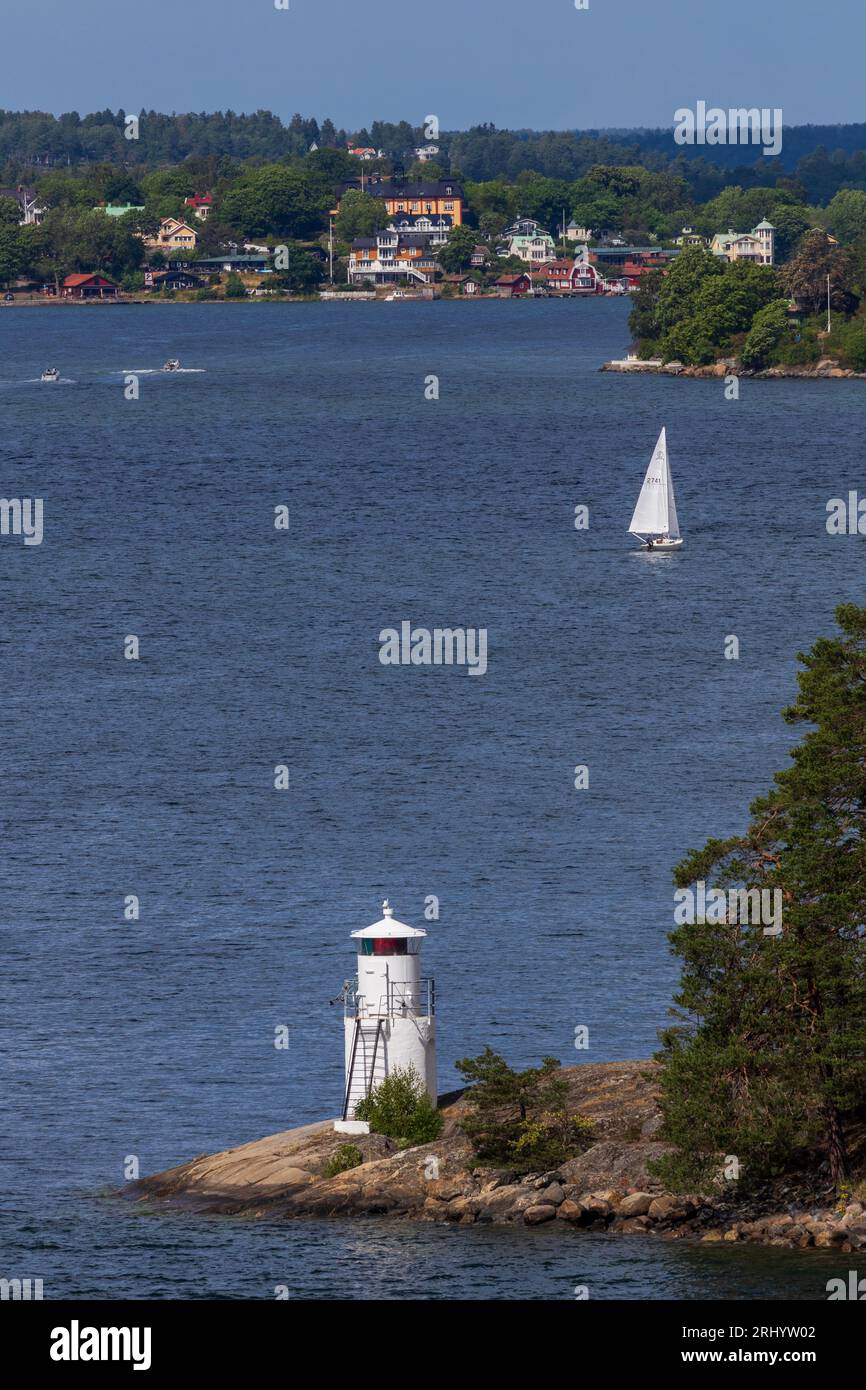 Furuholmen Lighthouse, Vaxholmen, Stockholm Archipelago, Sweden ...