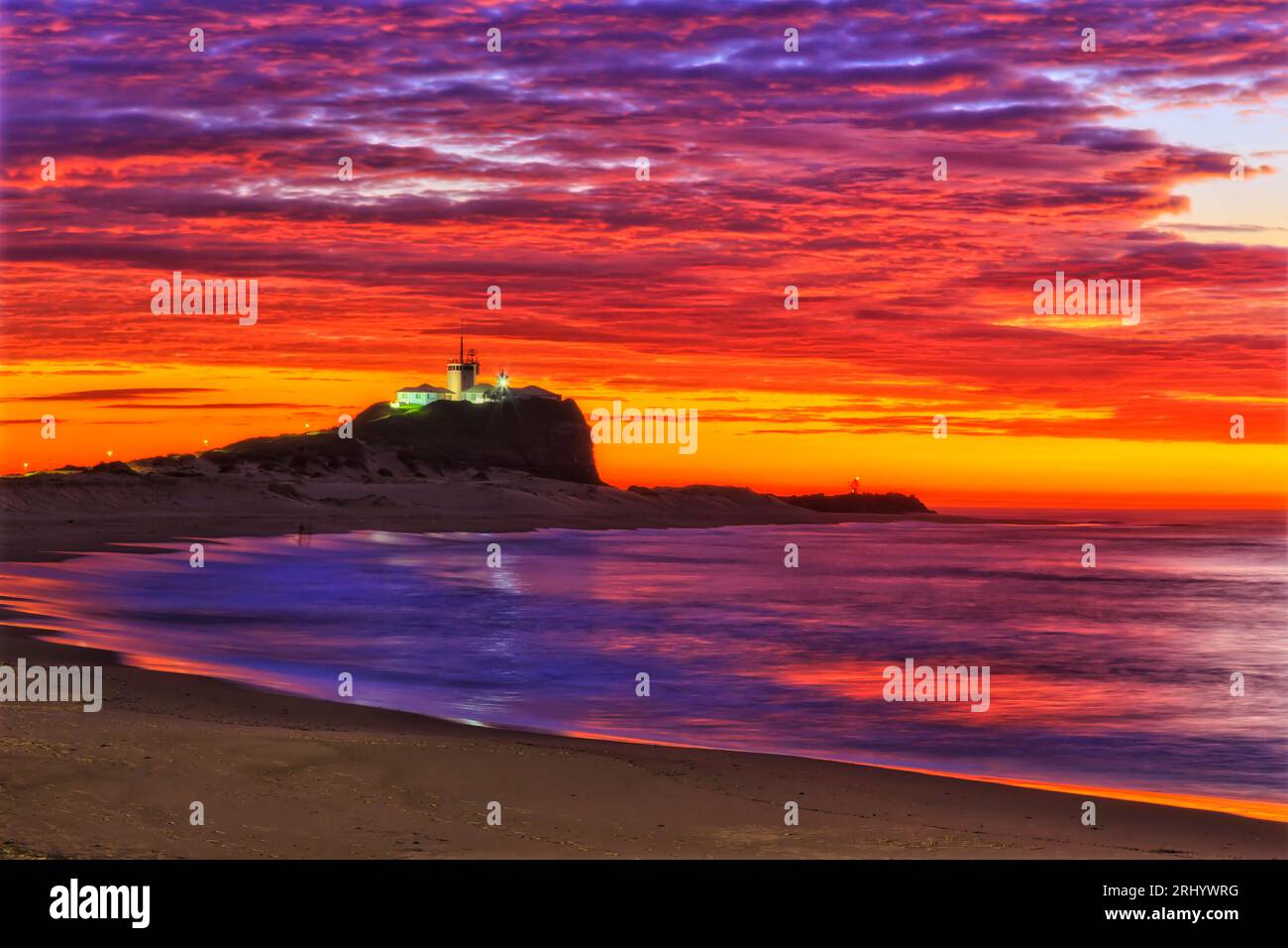 Nobbys head lighthouse and control communication navigation tower at ...