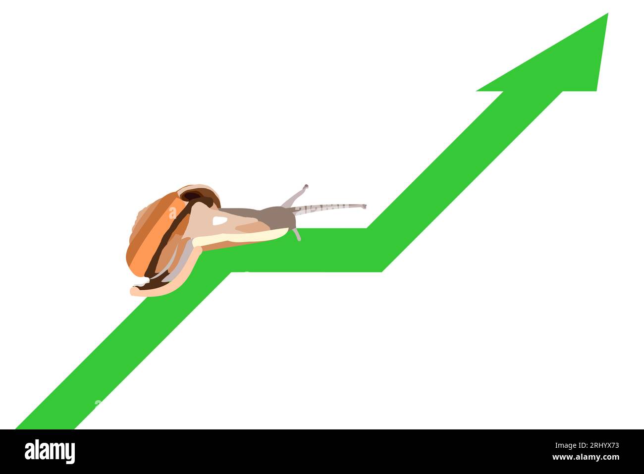 Snail travel along the green arrow line of the currency chart isolated ...