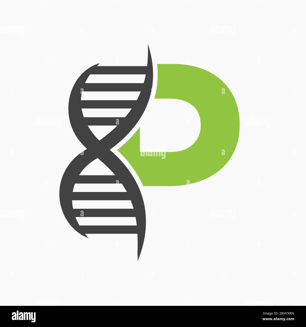 Letter P DNA Logo Design Concept With DNA Cell Icon. Health Care Symbol ...