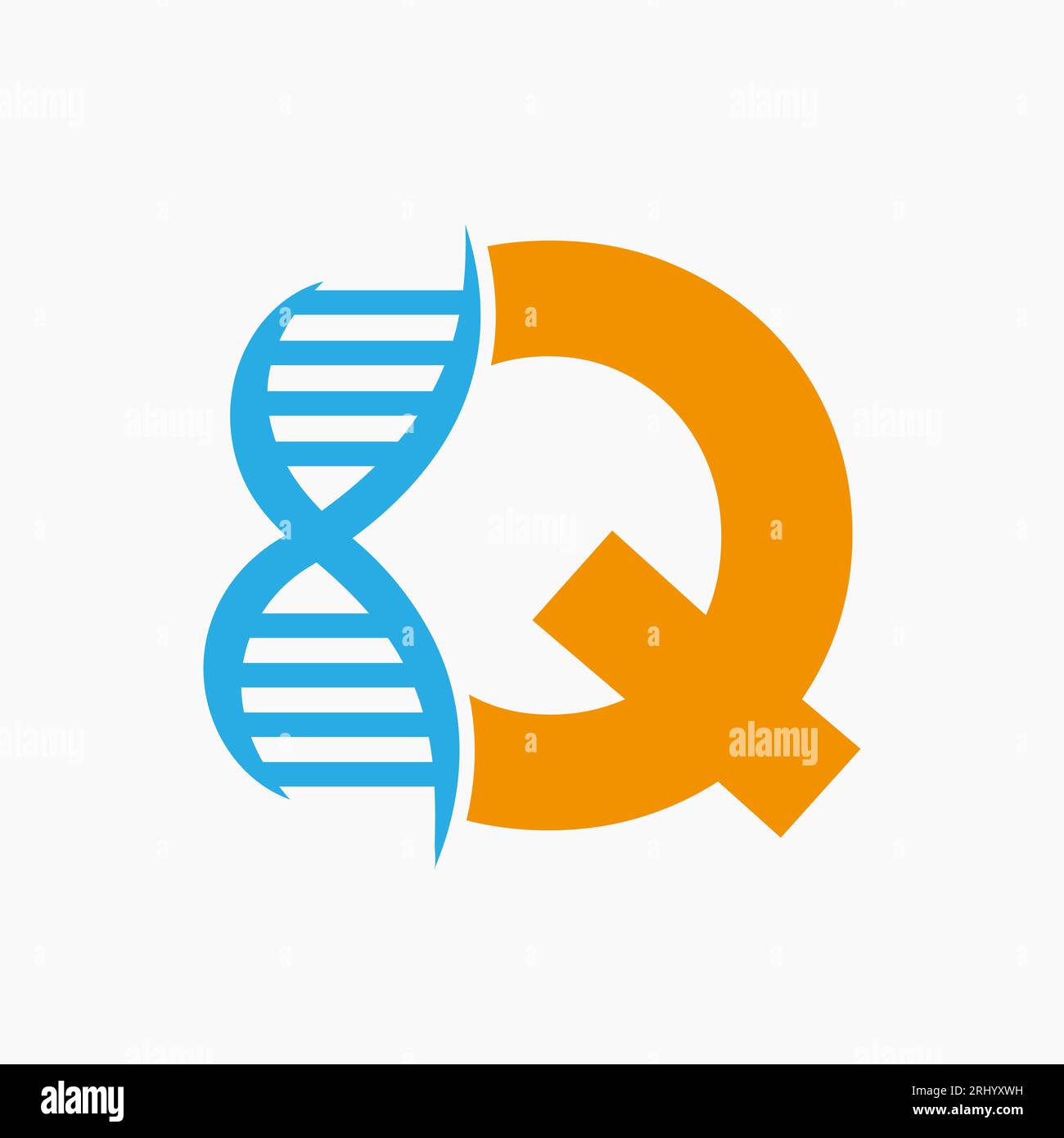 Letter Q DNA Logo Design Concept With DNA Cell Icon. Health Care Symbol ...