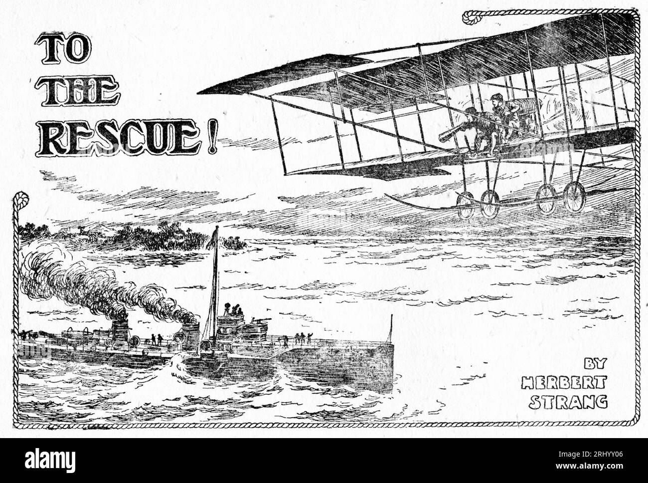 Illustration from a Boys Own magazine about a biplane coming to the ...