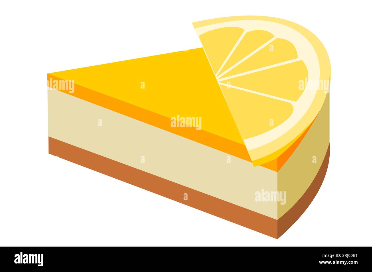 Lemon fruit slice on Cheesecake pie isolated on white background ...