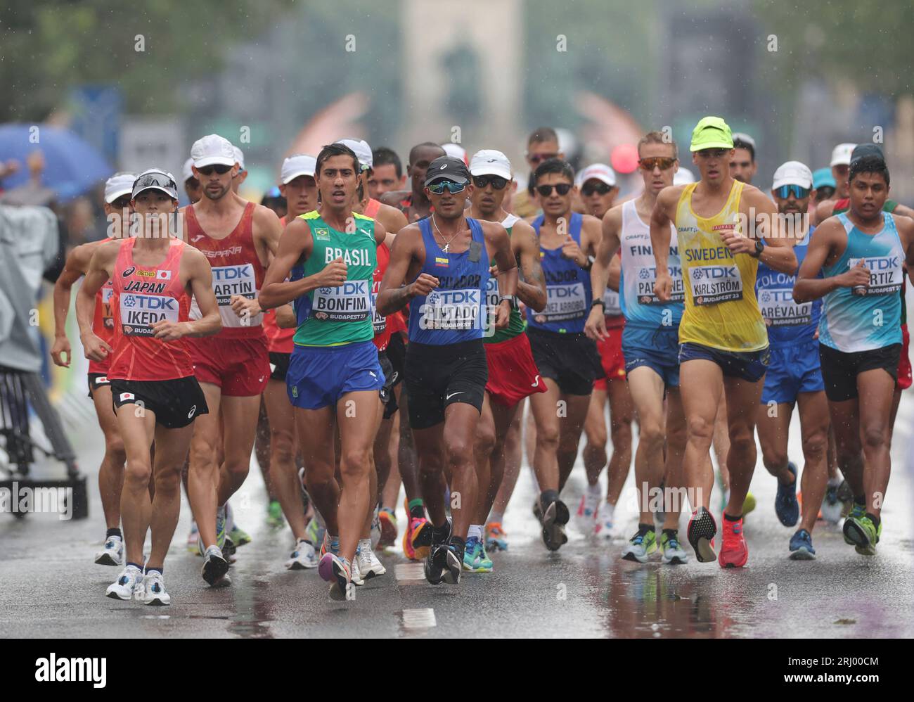 Athletes compete during the men's 20km walk of the World Athletics ...