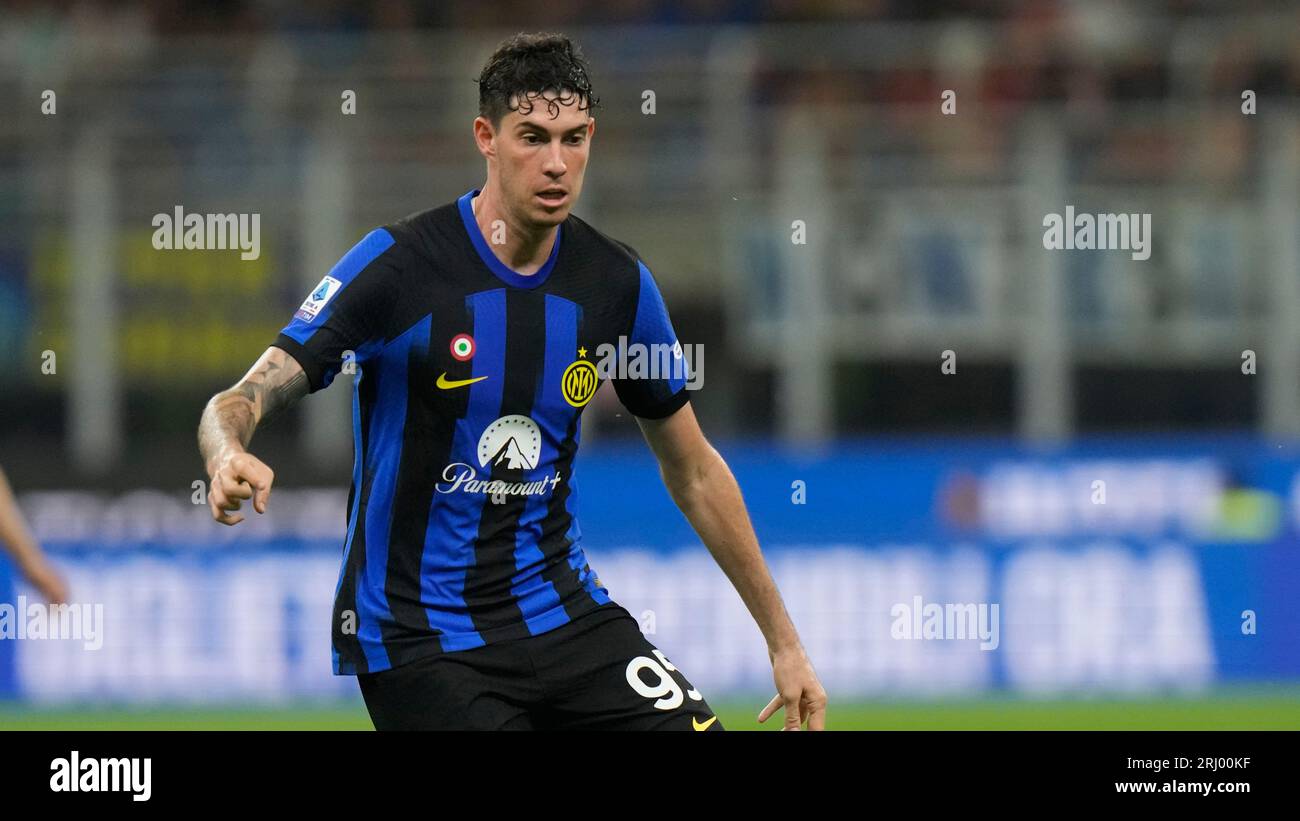 Inter Milan's Alessandro Bastoni controls the ball during a Serie A ...