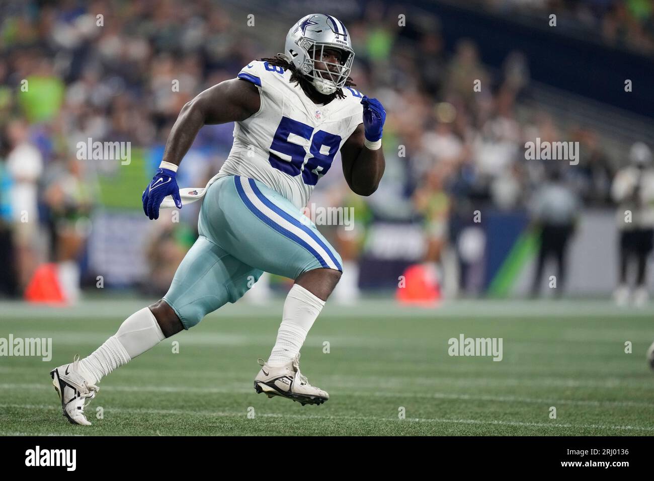 Dallas Cowboys defensive tackle Mazi Smith (58) runs during an NFL pre ...