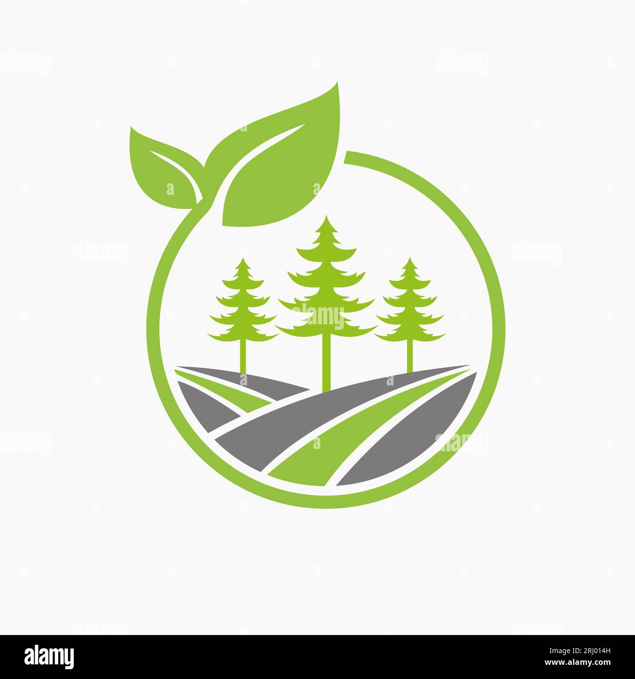 Christmas Tree Logo Design With Agriculture Symbol Vector Template ...