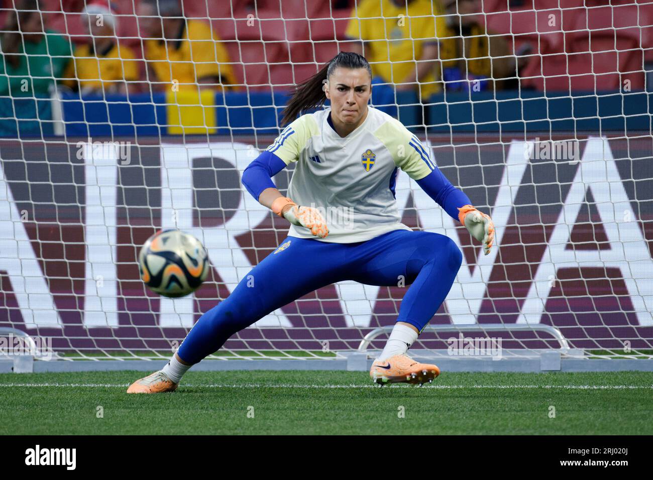 Brisbane, Australia. 19th Aug, 2023. Zecira Musovic of Sweden warms up ...