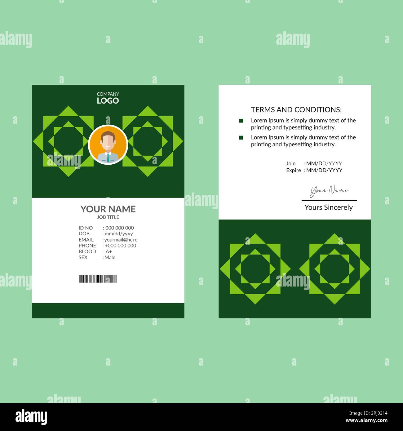 Elegant ID Card Design Template Stock Vector Image & Art - Alamy