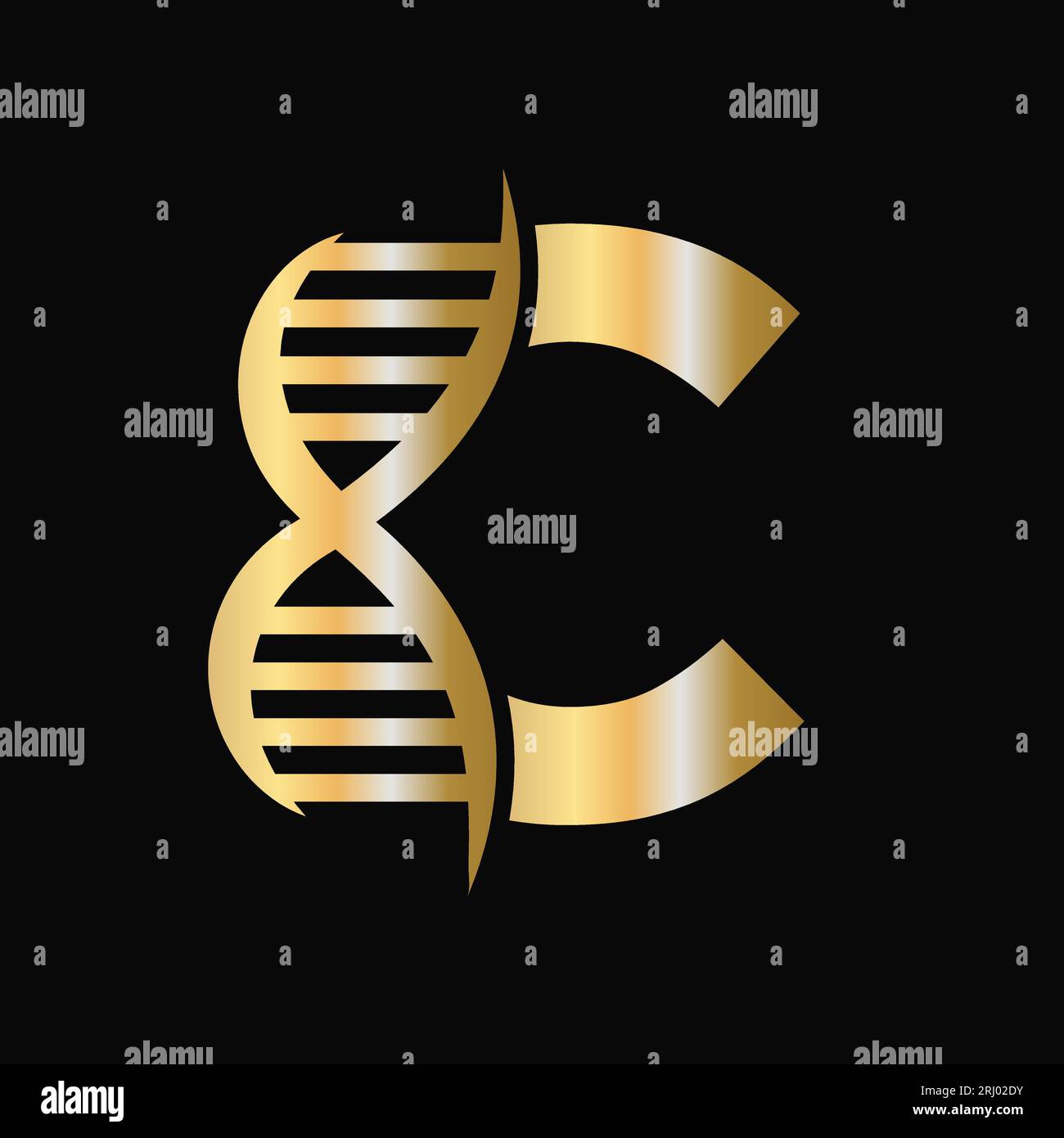 Letter C DNA Logo Design Concept With DNA Cell Icon. Health Care Symbol ...