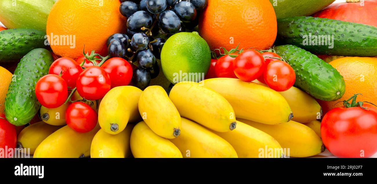collection fresh fruits and vegetables Stock Photo - Alamy