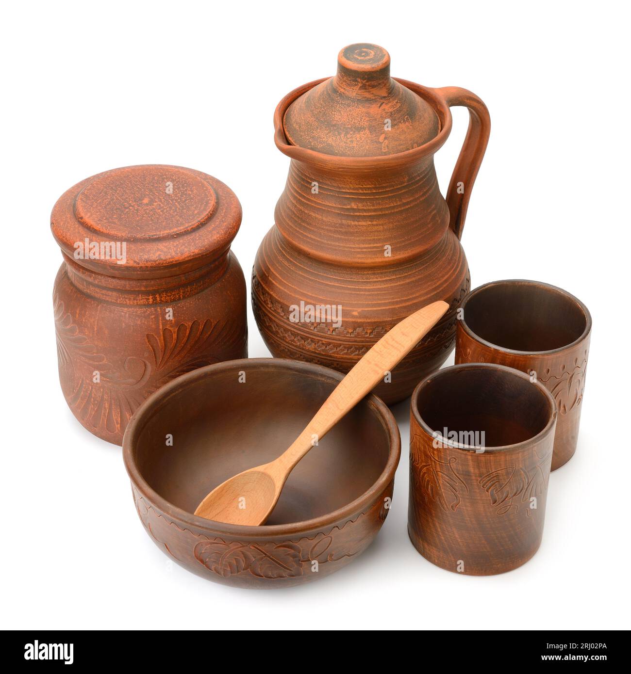 Collection earthenware ceramic dishes Cut Out Stock Images & Pictures ...