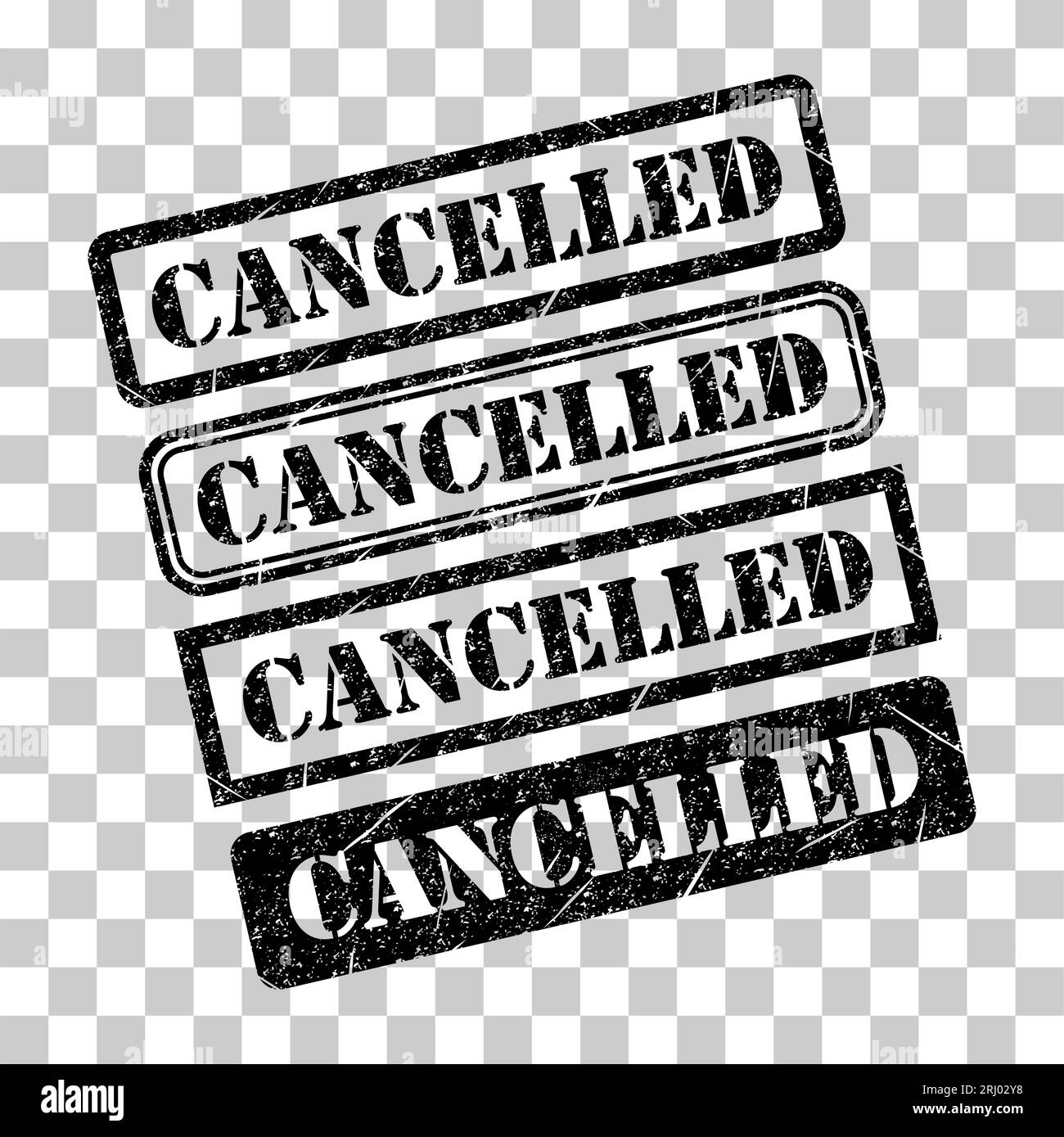 Set of Cancelled stamp symbol, label sticker sign button, text banner ...