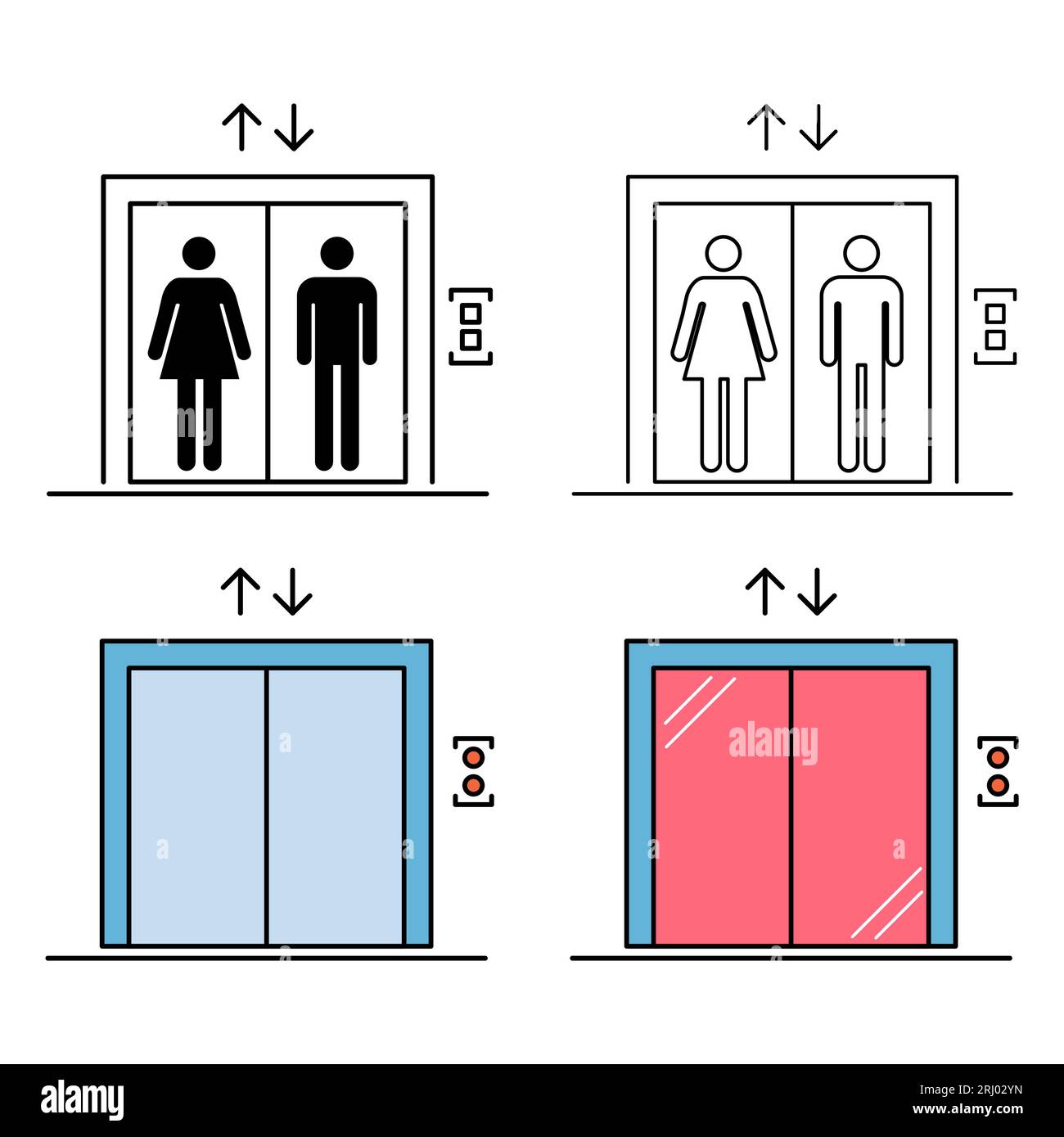 Set of Lift elevator icon, graphic design sign, building doorway symbol ...