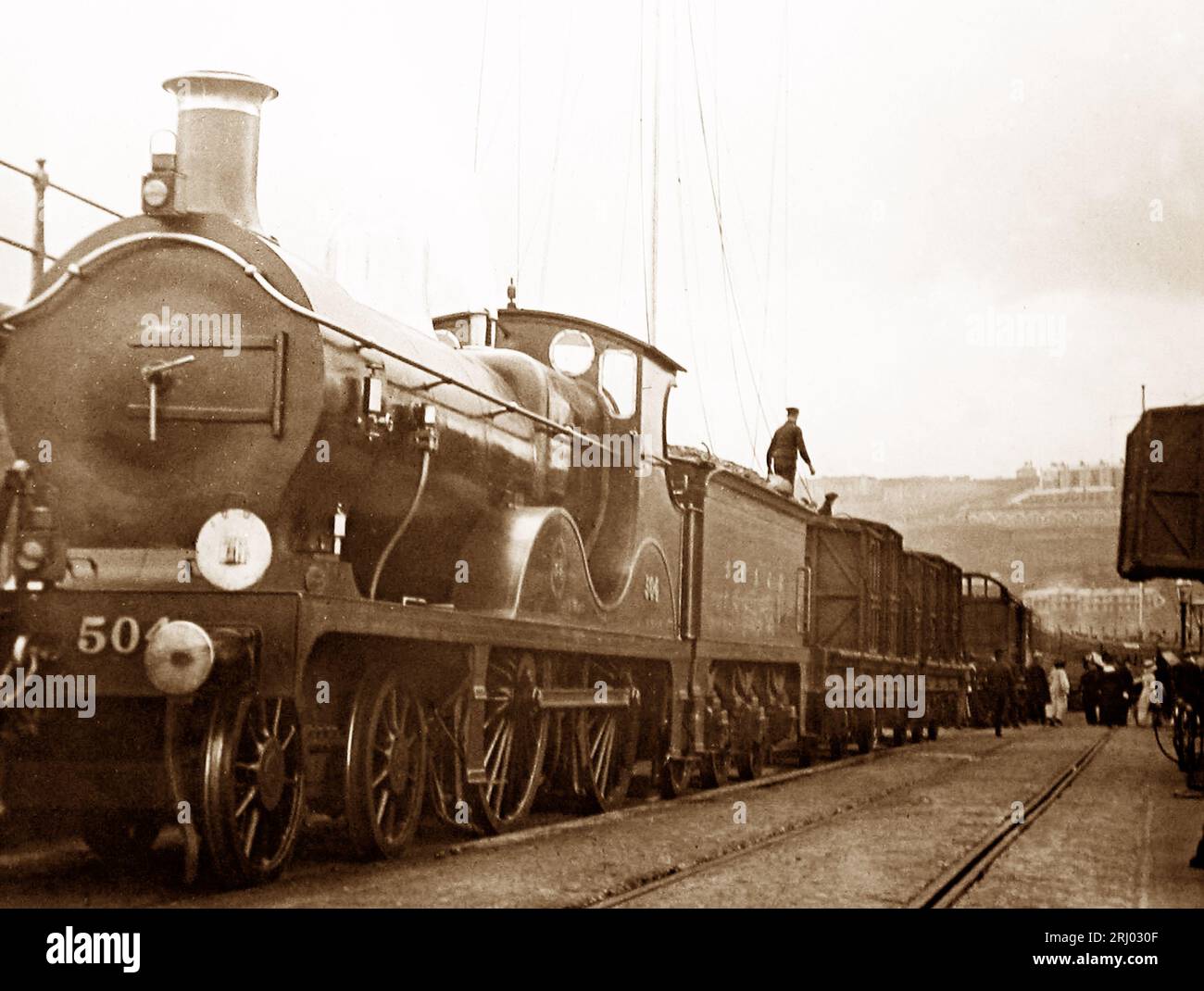 Goods train on Dover Pier, early 1900s Stock Photo - Alamy
