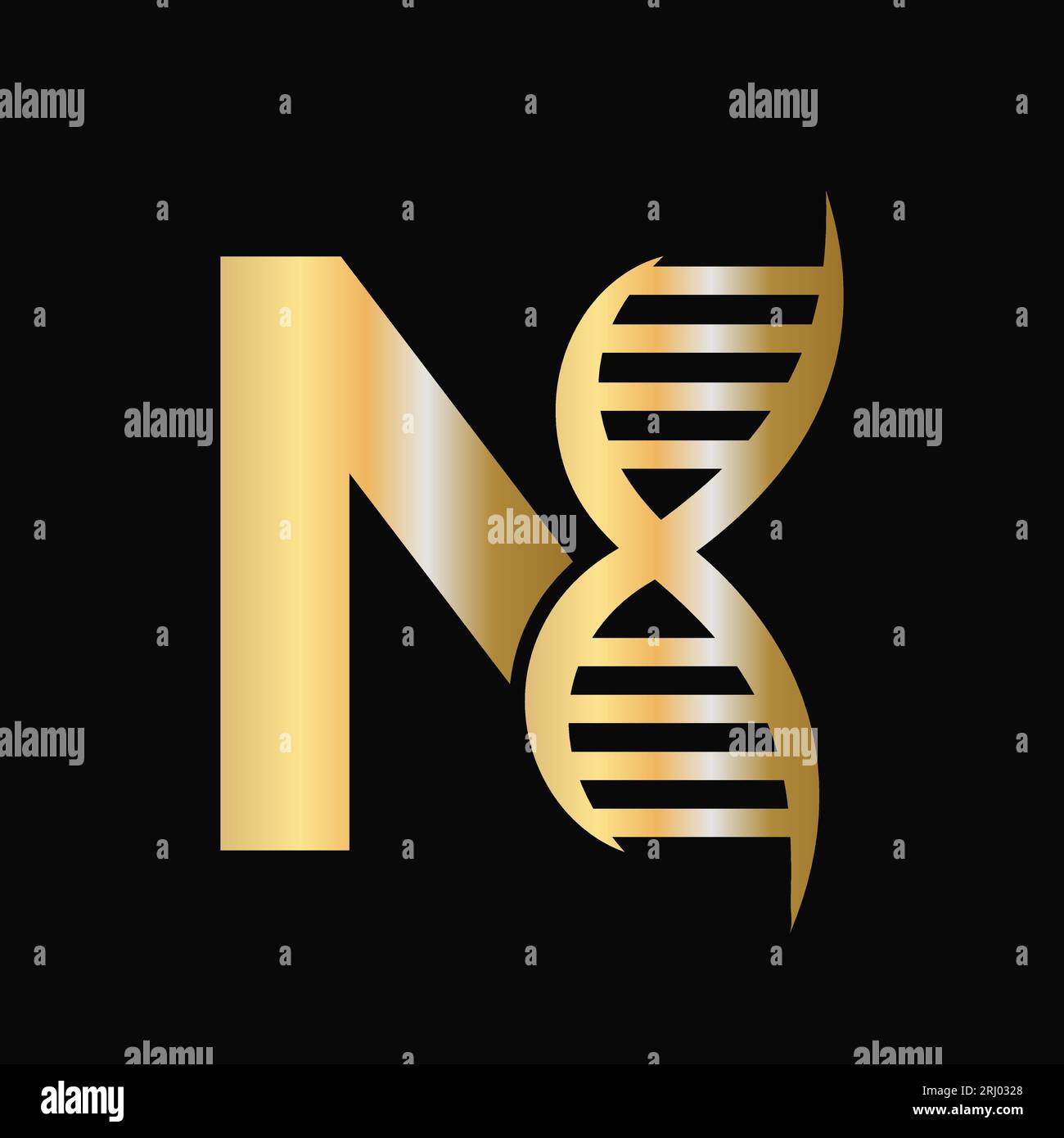 Letter N DNA Logo Design Concept With DNA Cell Icon. Health Care Symbol ...