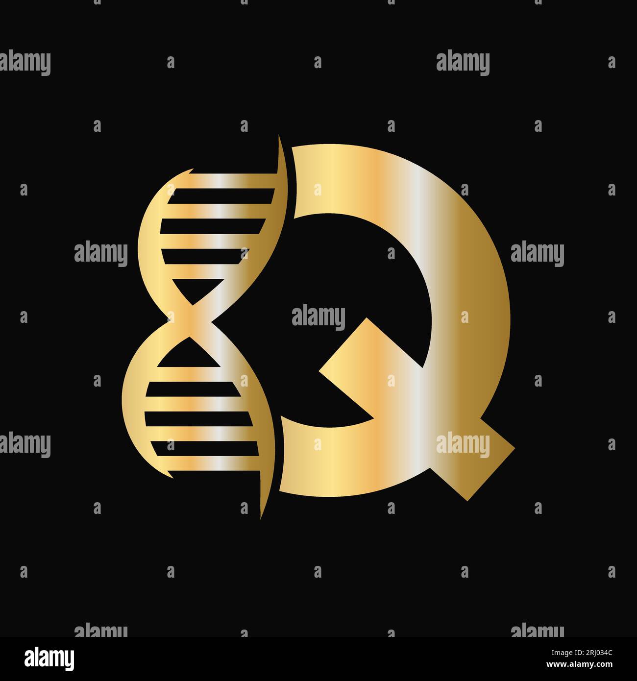 Letter Q DNA Logo Design Concept With DNA Cell Icon. Health Care Symbol ...