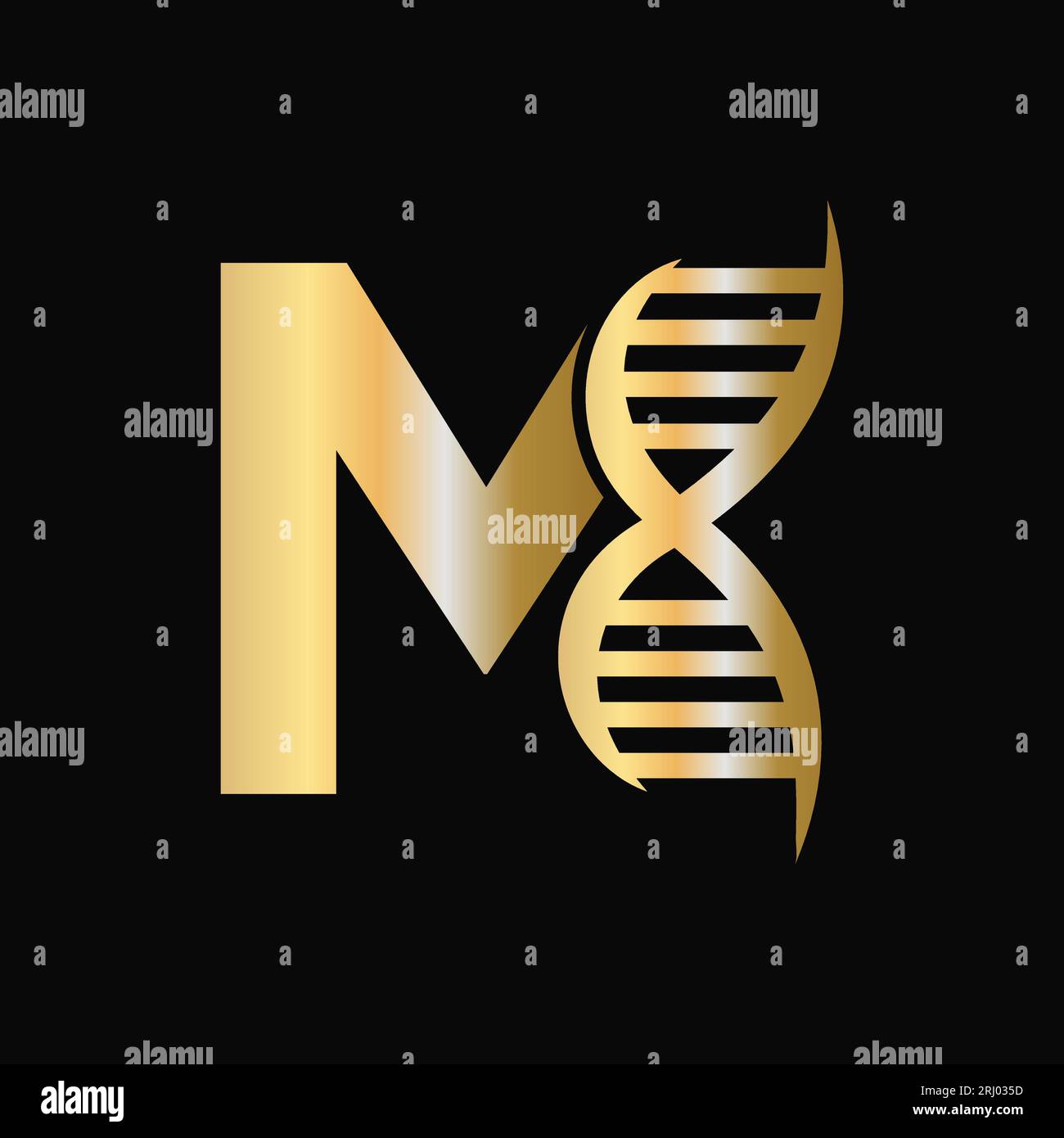 Letter M DNA Logo Design Concept With DNA Cell Icon. Health Care Symbol ...