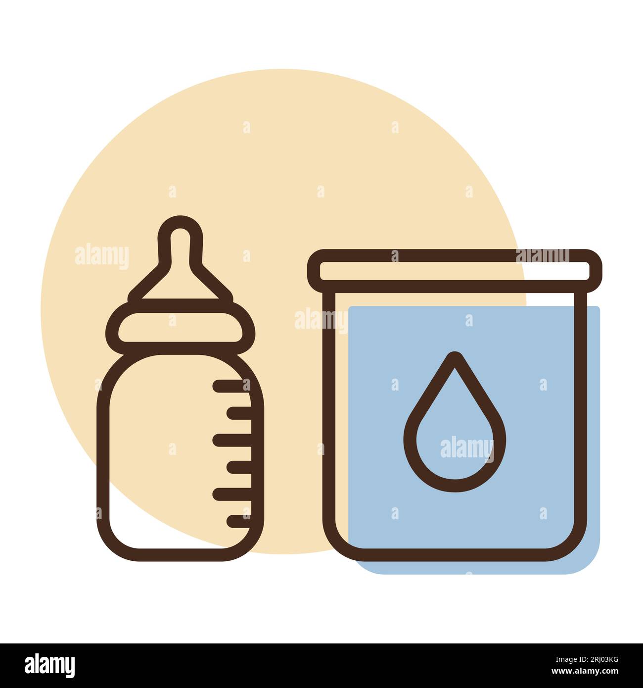 Milk powder canned and baby milk bottle vector icon. Dairy product sign ...