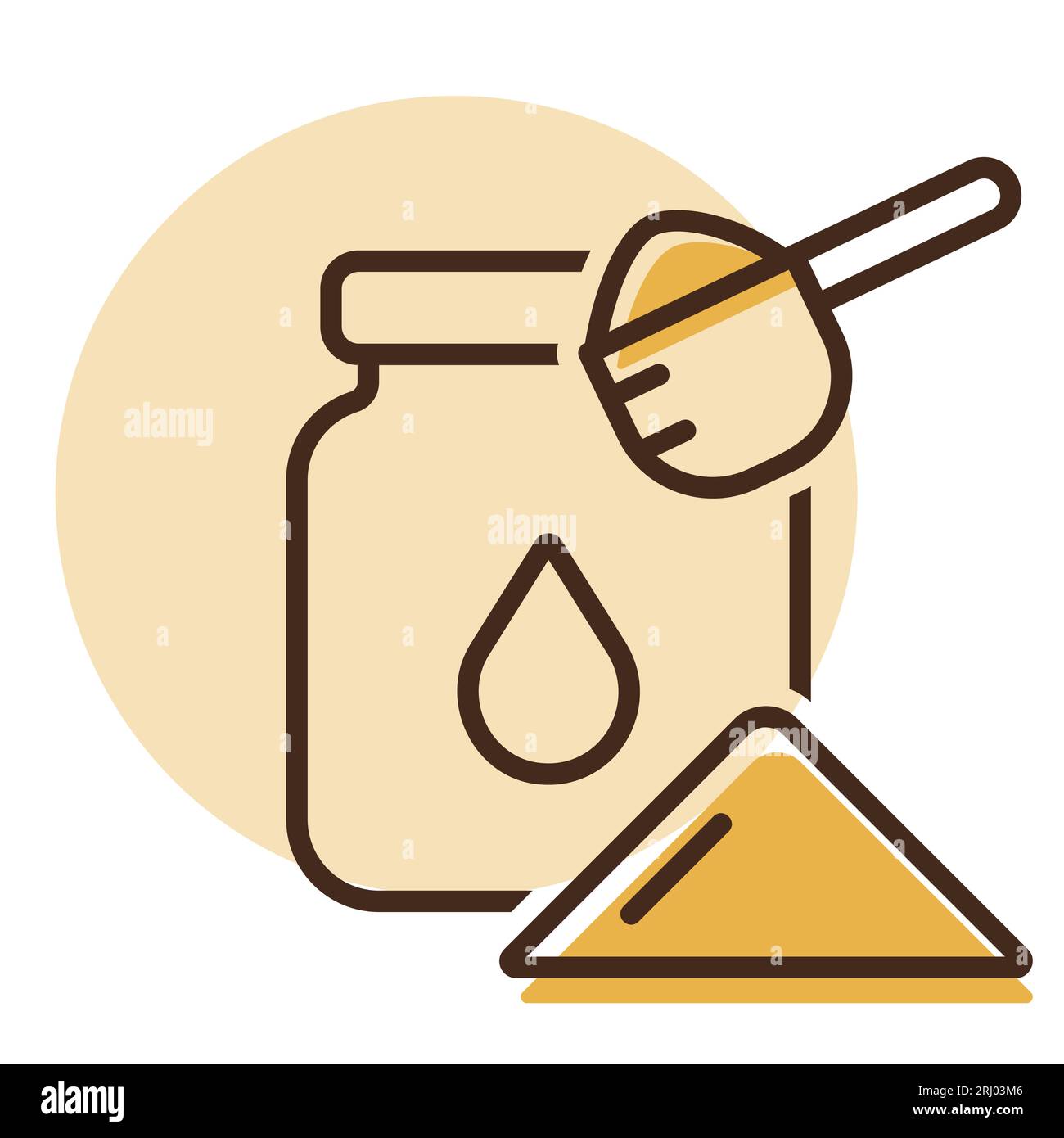Milk powder canned and spoon vector icon. Dairy product sign. Graph ...