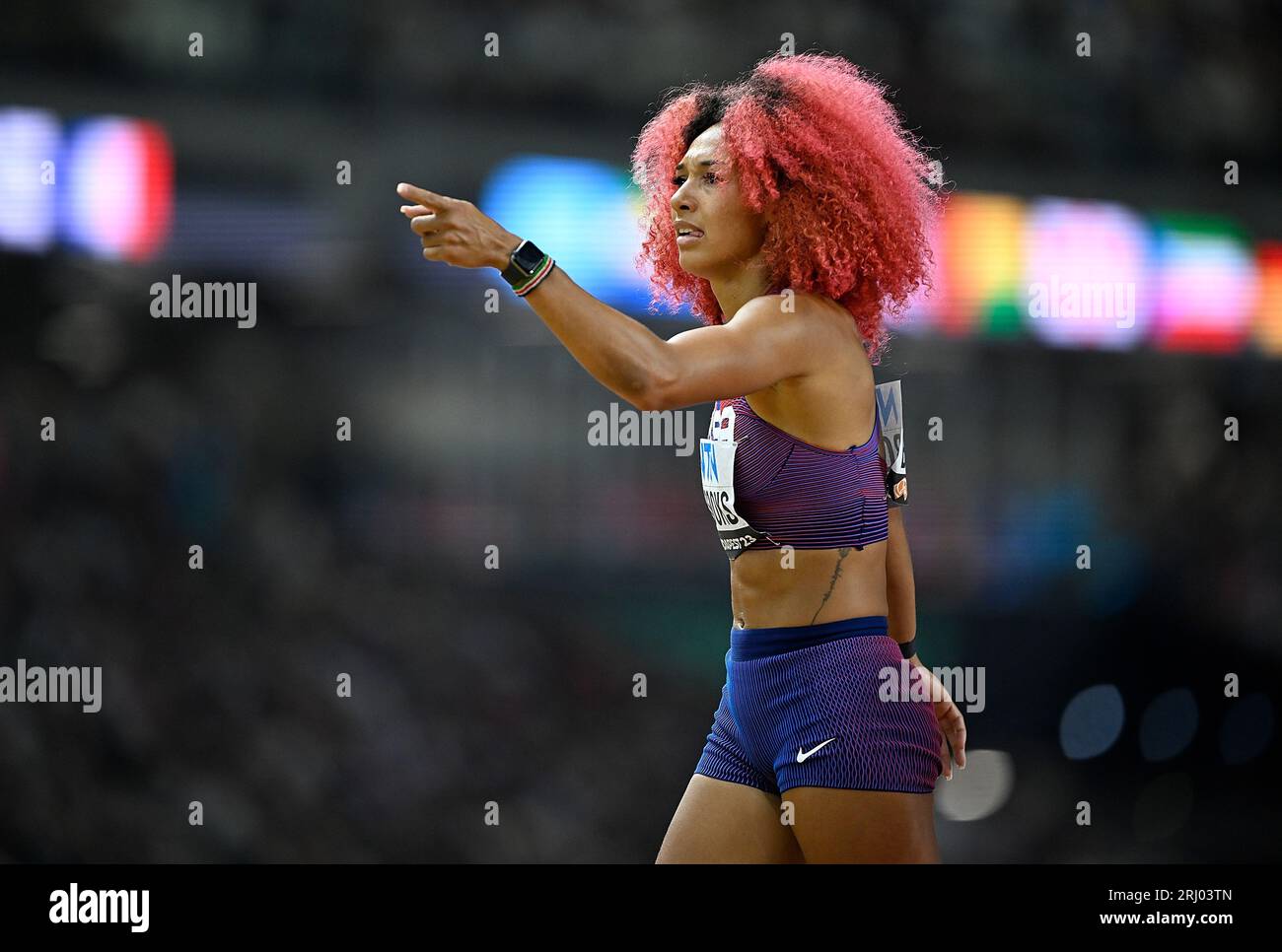 Budapest. 19th Aug, 2023. Taliyah Brooks of the United States reacts ...