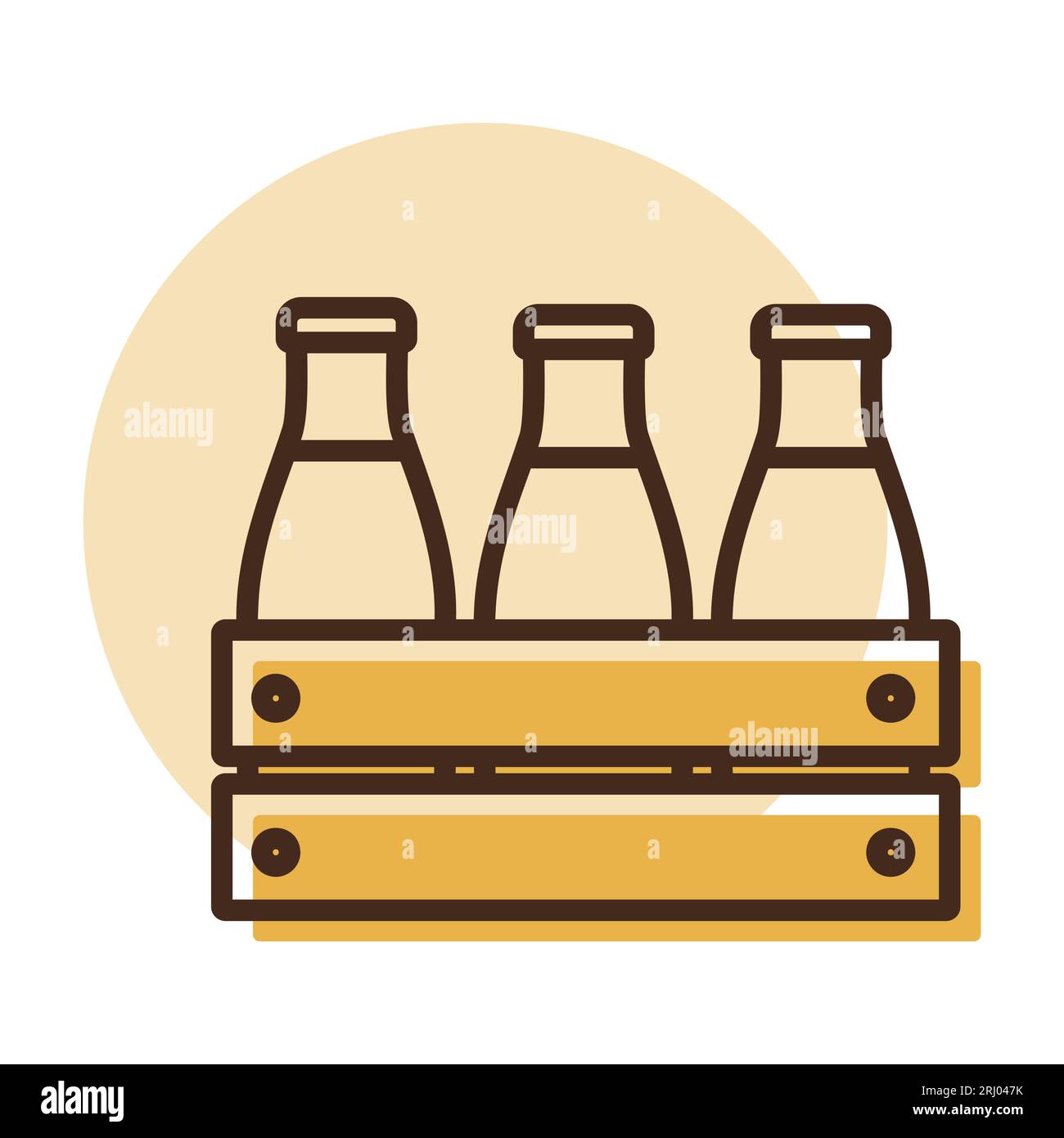 Milk wooden box. Milk bottles crate vector icon. Dairy product sign ...