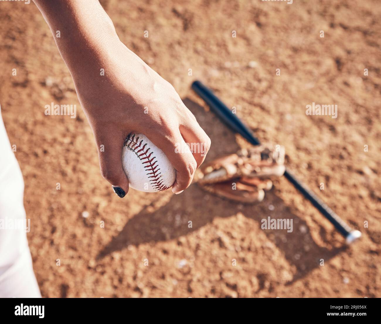 Hand holding softball hi-res stock photography and images - Alamy
