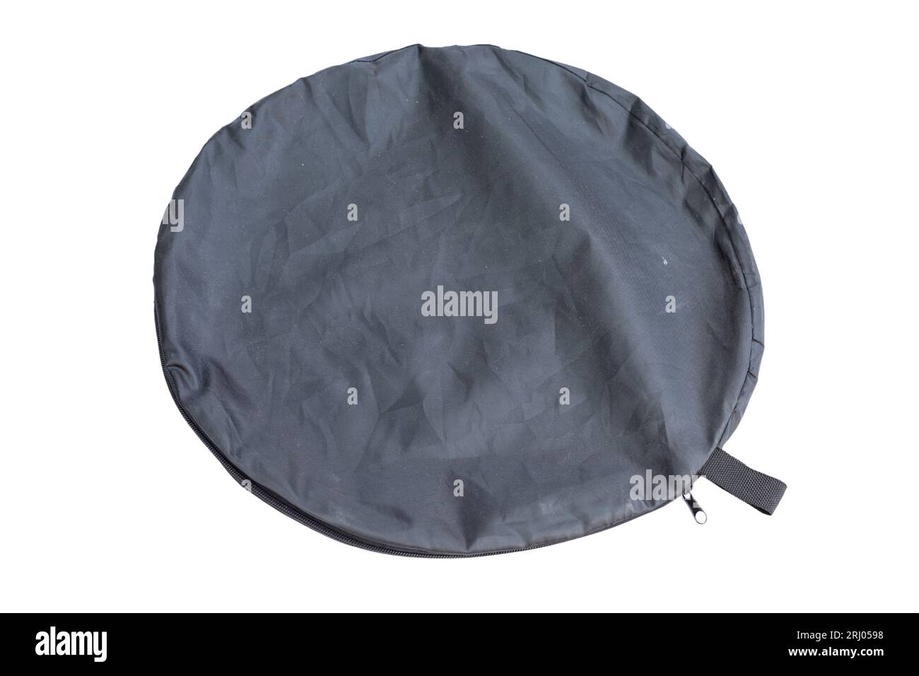 Black round pouch carry case with a zip isolated on white background ...