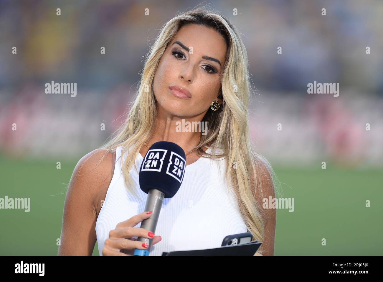 Frosinone, Italy. 19th Aug, 2023. Giorgia Rossi Commentator Dazn during ...