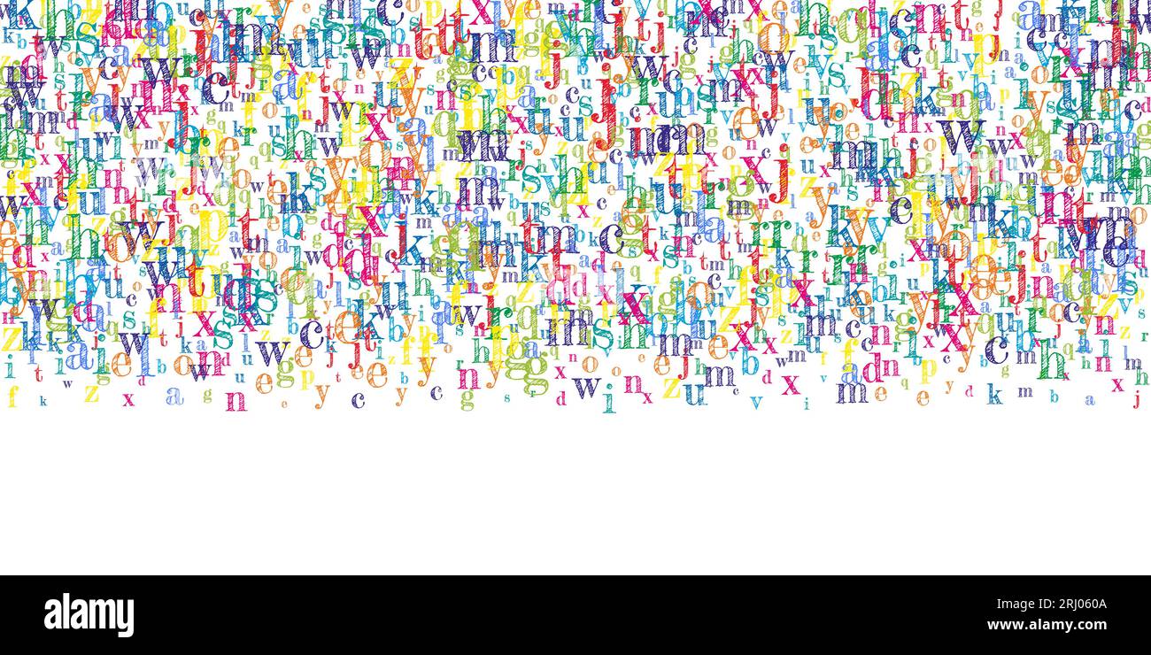 Falling letters of English language. Colorful childish flying ...