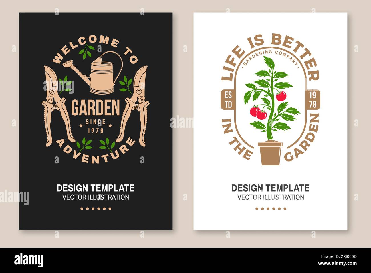 Set of gardening and yard work services poster, banner. Vector ...