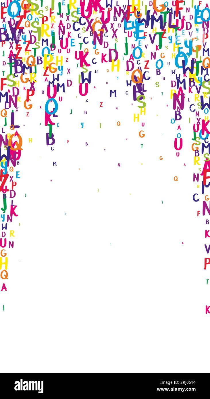 Scattered letters of latin alphabet. Colorful childish floating ...