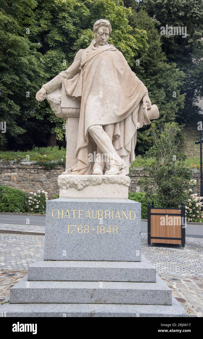 statue of rene de chateaubriand in the town of combourg brittany Stock ...