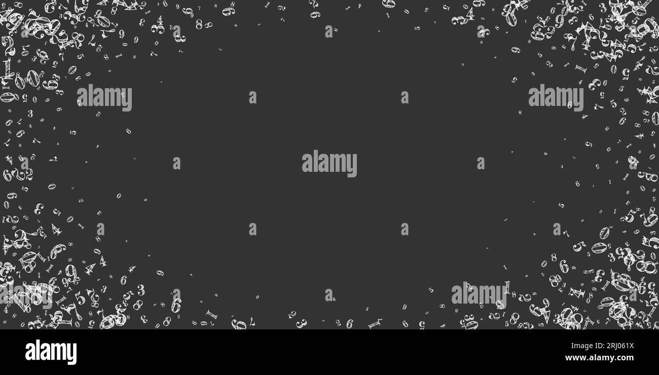 School math notebook cover. White chalk numbers floating in the air ...