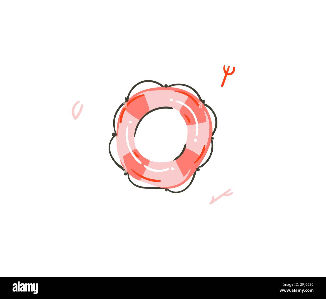 Hand drawn vector abstract cartoon graphic beach vector lifebuoy beach ...