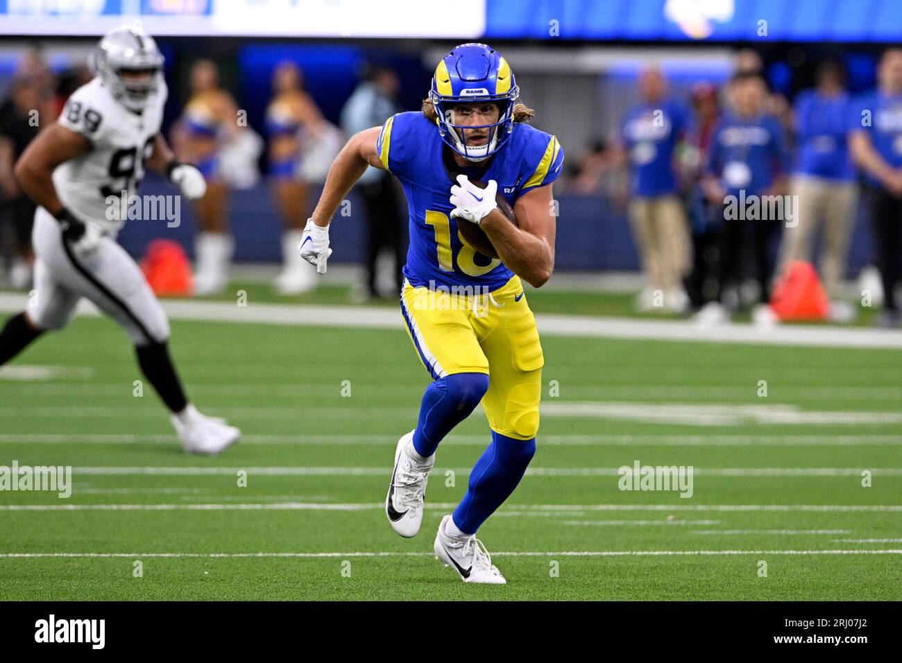 Los Angeles Rams wide receiver Ben Skowronek (18) runs after a catch ...