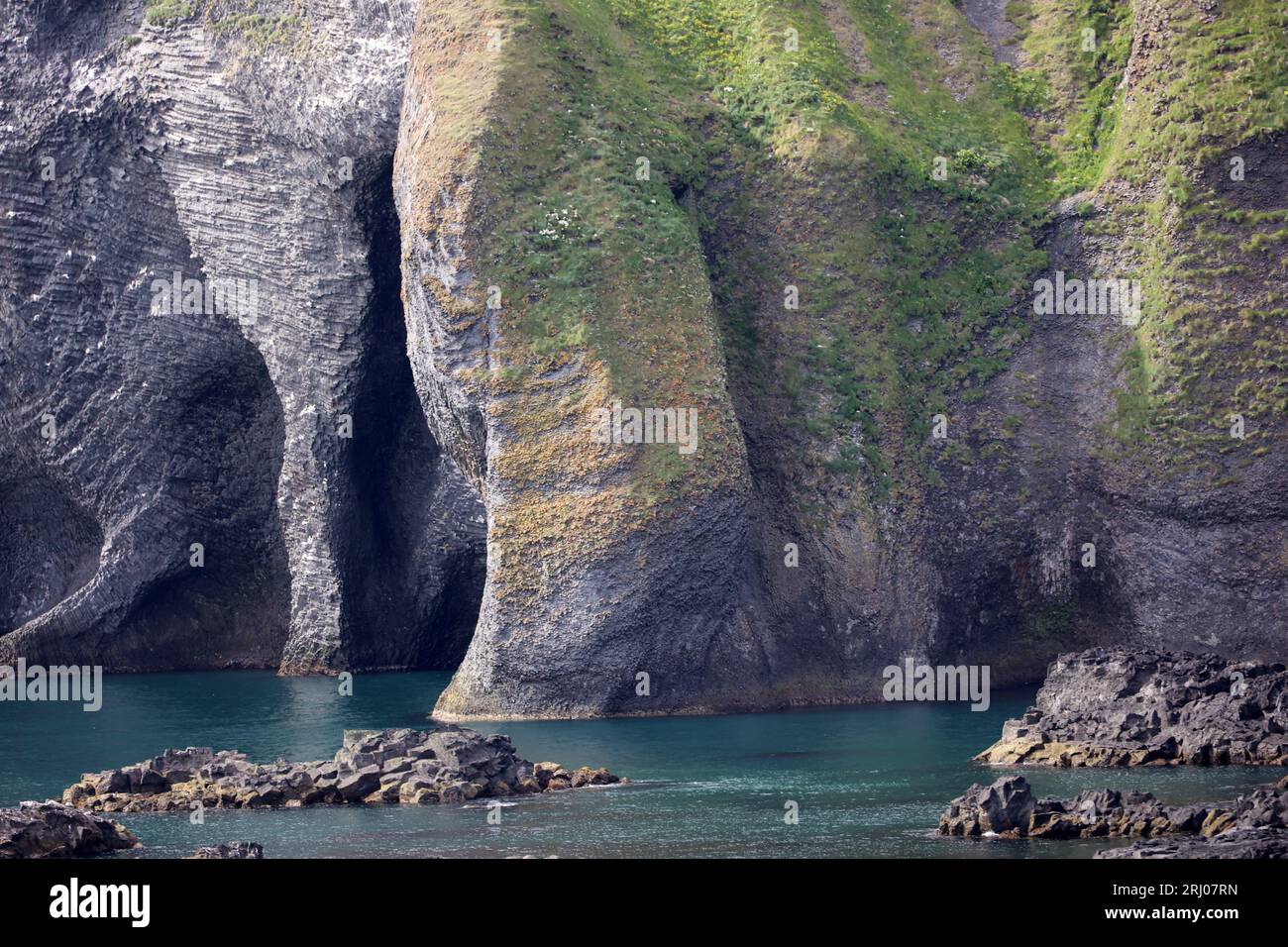 Bizarre rock formation at Halldorsskora or Elephant Rock on the coast ...