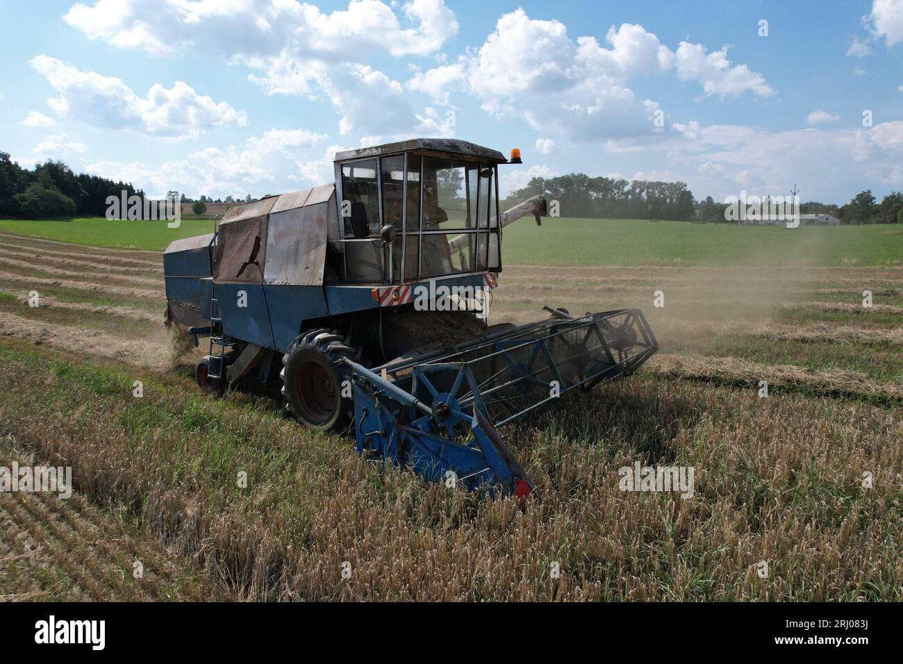 combine harvester Fortschritt E 512 aerial panorama of czech small ...
