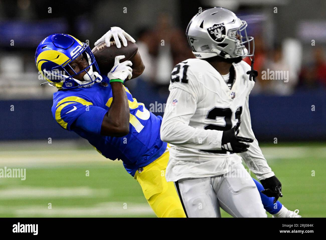 Los Angeles Rams wide receiver Xavier Smith, left, catches a pass ...