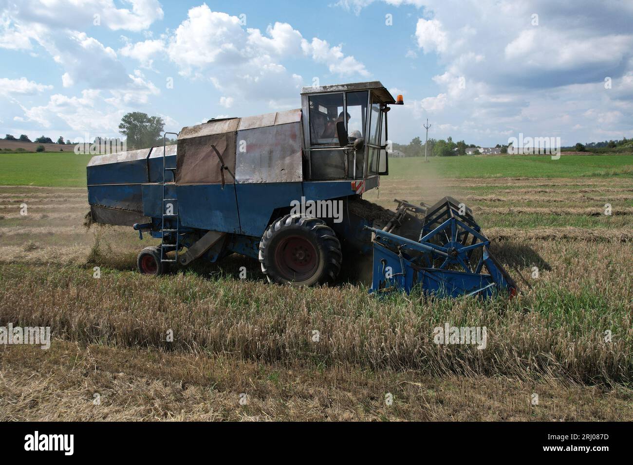combine harvester Fortschritt E 512 aerial panorama of czech small ...