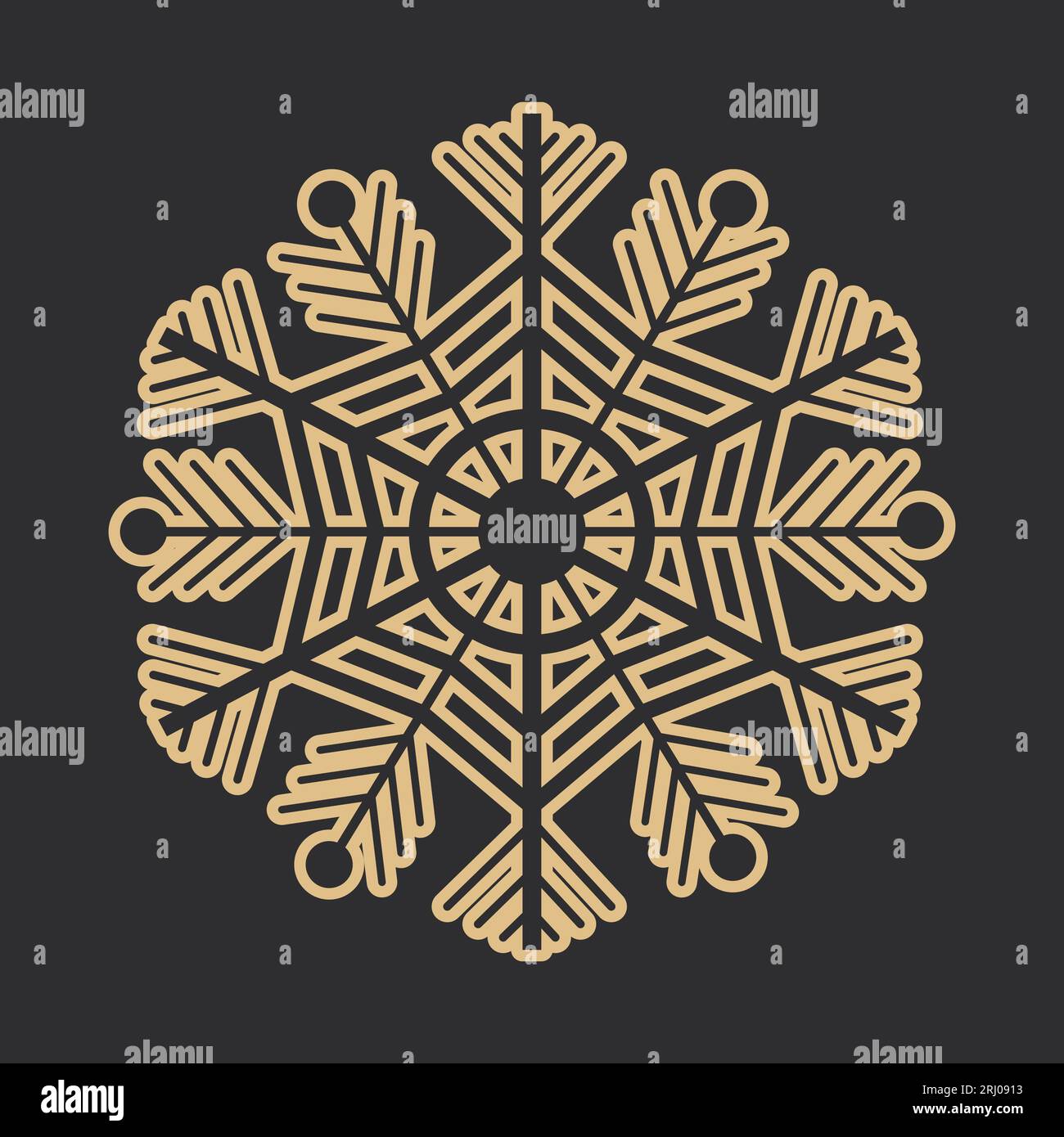 Golden snowflake crystal elegant line christmas decoration on dark ...